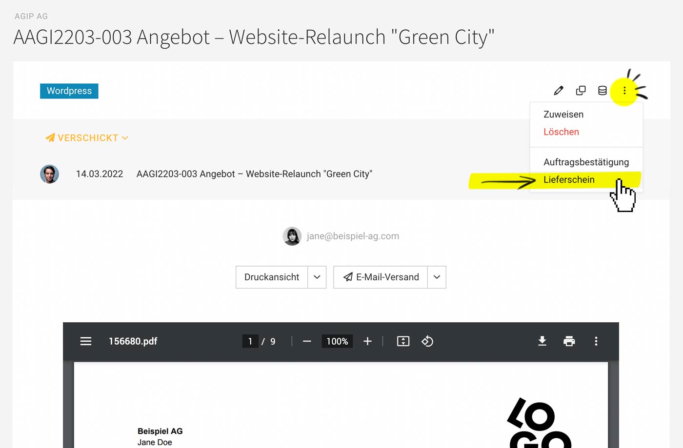 MOCO News: Lieferscheine erstellen - Agentursoftware Guide
