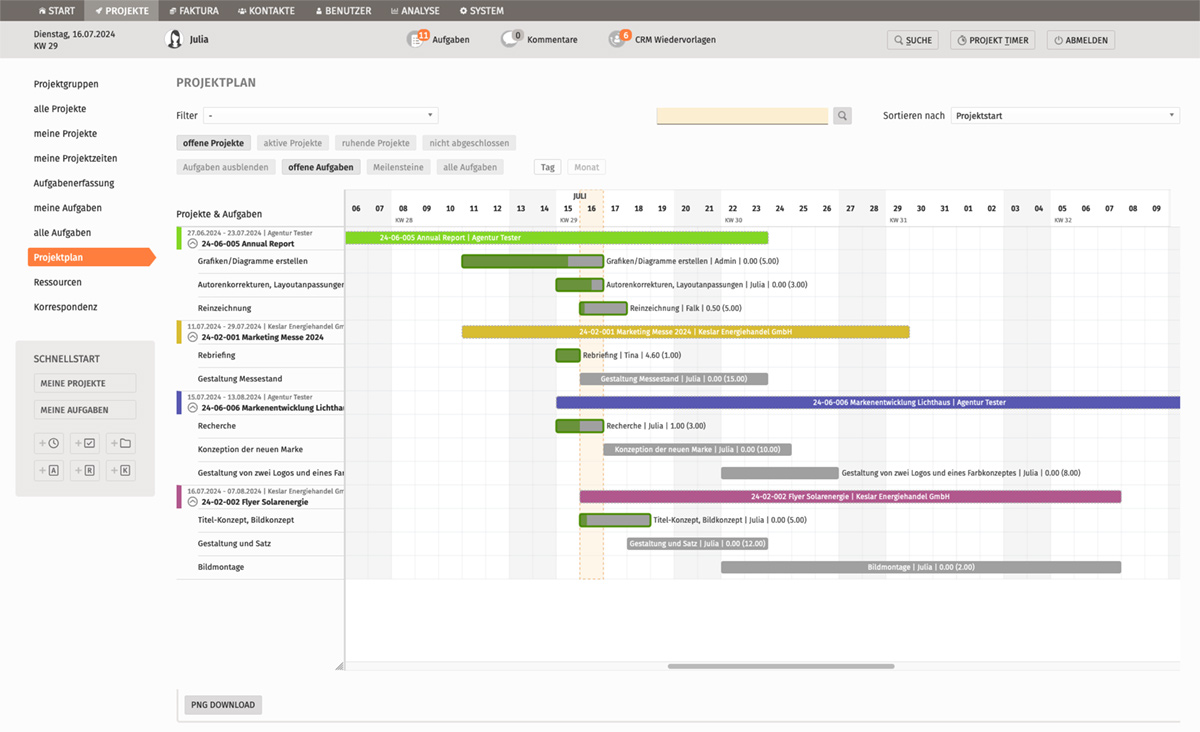 ProSonata News: Projektplan und Ressourcen mit verbesserten Features - Agentursoftware Guide